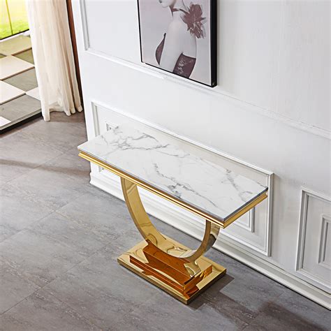 Ceballos Modern Rectangular Marble Printing Console Table Wayfair