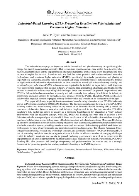 Pdf Industrial Based Learning Ibl Promoting Excellent On