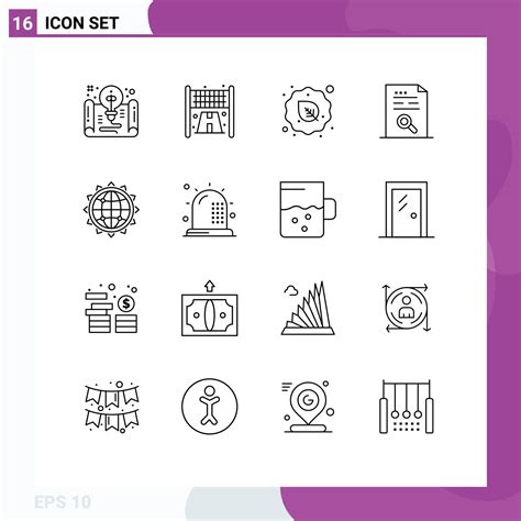 16 Universal Outline Signs Symbols Of Find Document Diet Data Vegetarian Editable Vector Design