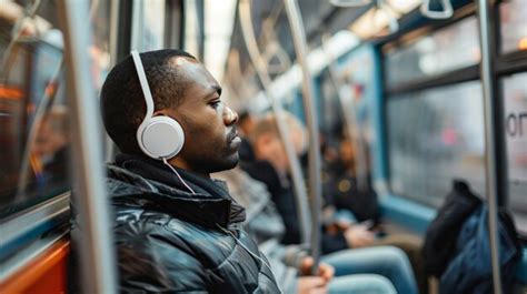 A Commuter Riding A Crowded Morning Train Lost In Thought While