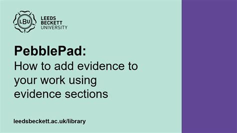 Pebblepad How To Add Evidence To Your Work Using Evidence Sections Pebblepad How To Add Evidence To Your Work Using Evidence Sections