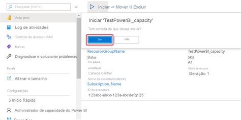 pausar e iniciar a capacidade do power bi embedded no portal do azure