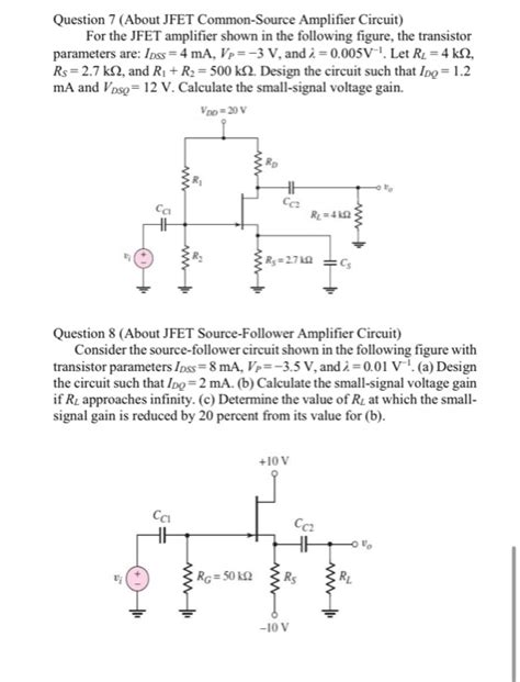 Question 7 About JFET Common Source Amplifier Chegg Com