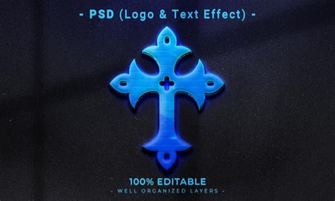 로고가 있는 파란색 십자가 프리미엄 Psd 파일
