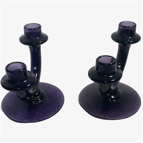 Etched Glass Double Candle Holders Etsy