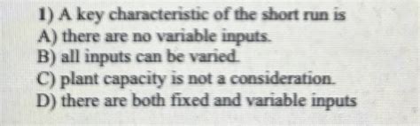 solved a key characteristic of the short run isa ﻿there are