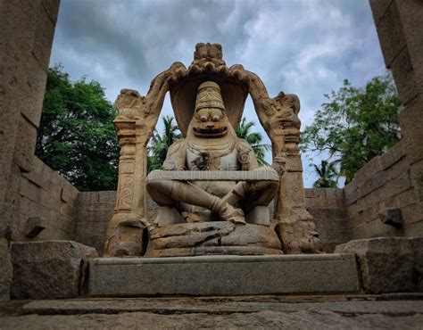 Statue Of Lakshmi Narasimha Temple At Hampi Stock Image Image Of