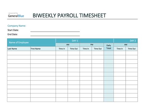 Bi Weekly Payroll Excel Template
