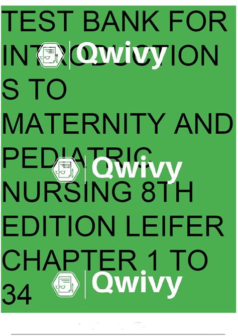 Test Bank Introduction To Maternity And Pediatric Nursing 8th Edition