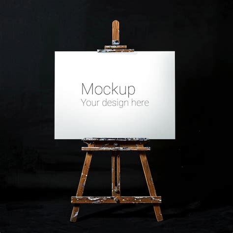 Easel Canvas Mockup On Black Background Premium Ai Generated Psd