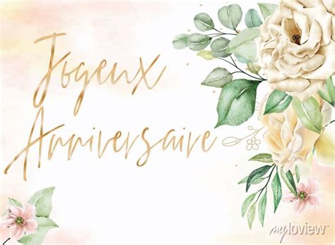 Carte Ou Bandeau Pour Souhaiter Un Joyeux Anniversaire En Or Wall Mural Murals Ecru Gold