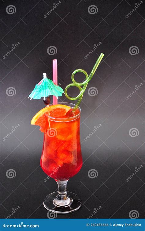 Sex On The Beach A Tall Glass With A Refreshing Cocktail And A Piece