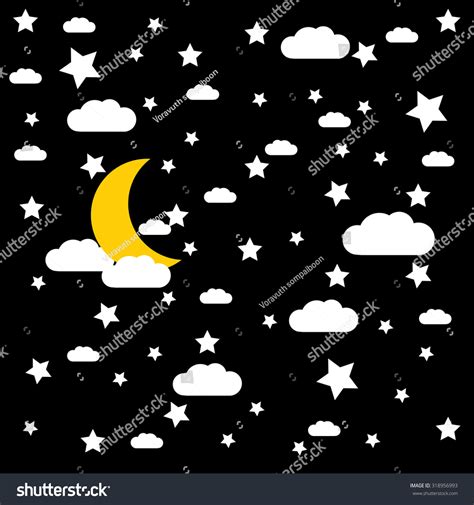 Vector Night Sky Moon Stars Stock Vector Royalty Free 318956993