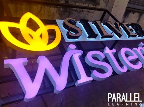Purple And Golden Alphabet 3D LED Letter Sign Board For Outdoor Shape