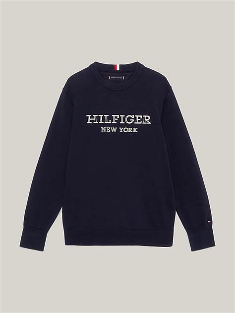 Hilfiger Monotype Embroidery Logo Jumper Blue Tommy Hilfiger