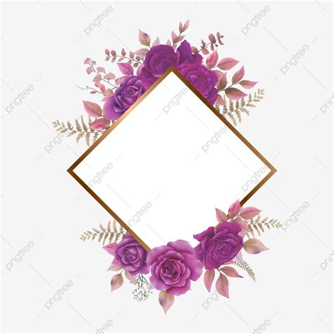 Rose Flower Bouquet Vector Hd Images Gold Frame With Elegant