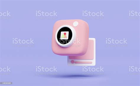 3d 분홍색 사진 카메라 아이콘은 보라색 배경에 분리되어 있습니다 최소 개념 3d 일러스트레이션 또는 3d 렌더링 3차원 형태에 대한 스톡 사진 및 기타 이미지 Istock