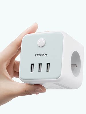 Tessan USB uttag med flera uttag 3 vägguttag med 3 USB nät 6 i 1 USB