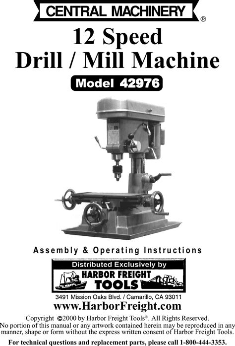 Harbor Freight 42976 Users Manual Drill Mill Manualp65