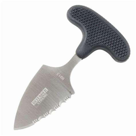5 Defender Xtreme Black Palm Push Knife Dagger Serrated