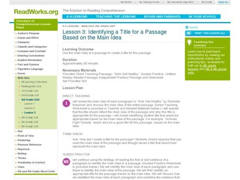 Identifying A Title For A Passage Based On The Main Idea Lesson Plan