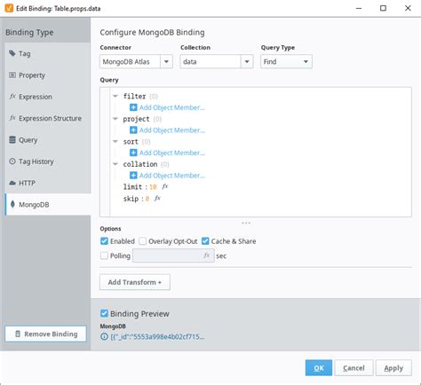 Mongodb Bindings In Perspective Ignition User Manual