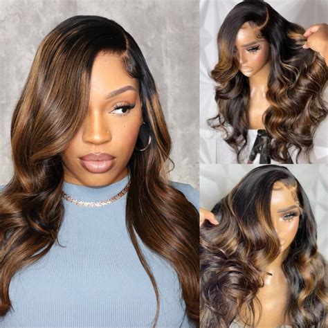 Nadula Middle Part Body Wave Human Hair Wigs Brown Color Lace Wigs With