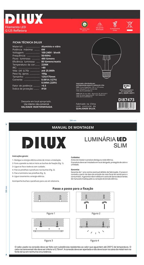Lâmpada Filamento Led 6w G125 Bivolt 2200k Dilux