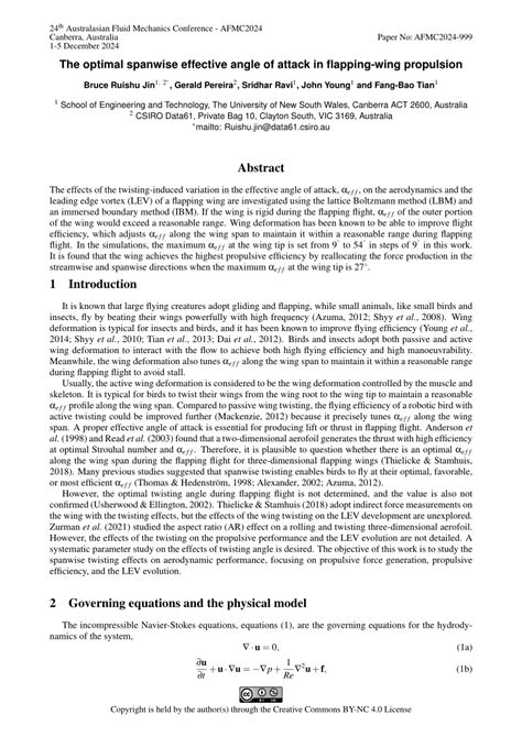 Pdf The Optimal Spanwise Effective Angle Of Attack In Flapping Wing Propulsion