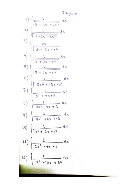Integrals Practise Questions Pdf