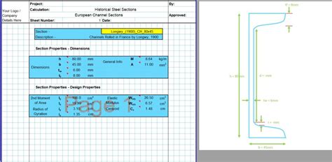 Channel Section Properties Calculator CivilWeb Spreadsheets