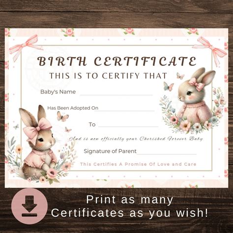 Reborn Doll Birth Certificate Printable Adoption Certificate Reborn