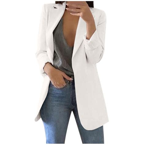 Qeaghou Flash Deals Womens Casual Blazers Open Front Long Sleeve Lapel