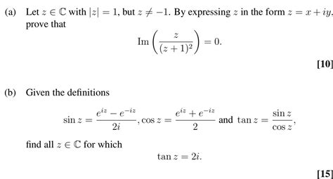 Solved A Let Z E C With Z But Z By Expressing Chegg Com
