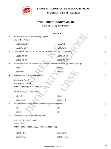 Worksheet 2 Class Xii Compscience Nov24 Pdf Network Topology