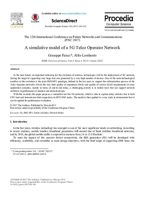 pdf a simulative model of a 5g telco operator network