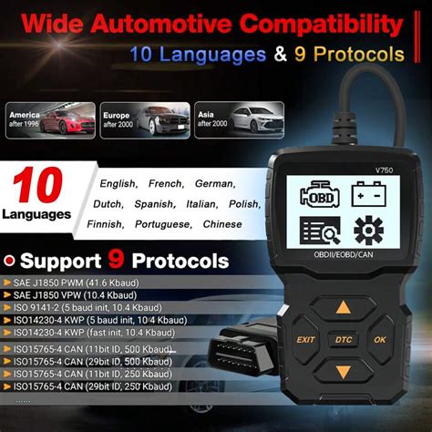 OBD Reader Diagnostic Tool OBDII EOBD Car Code Scanner Check Engine