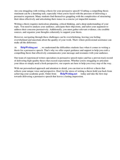 Sample Thesis For Persuasive Speech Pdf