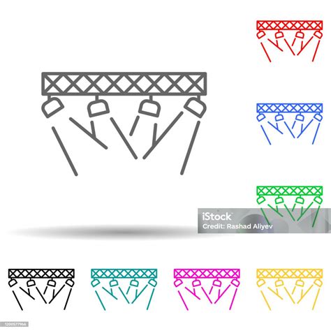 Vetores De Holofotes Ícone Estilo Multi Cor Linha Fina Simples Vetor Do