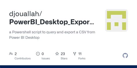 GitHub Djouallah PowerBI Desktop Export CSV A Powershell Script To Query And Export A CSV