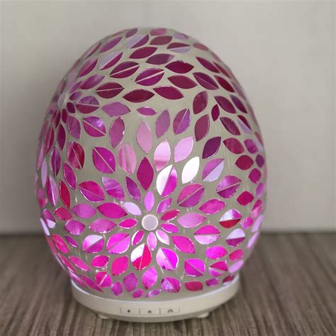 Pink Flower Glass Mosaic Aroma Electric Diffuser Essential Oils