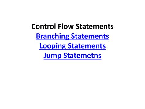 Control Flow Statements In Java PPT