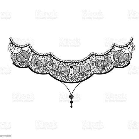 멘디 구슬 목걸이와 전통적인 인도 민족 기호입니다 헤 너 디자인 직물 섬유 T셔츠 인쇄 또는 포스터에 대 한 좋은 T 셔츠에 대한 스톡 벡터 아트 및 기타 이미지 Istock