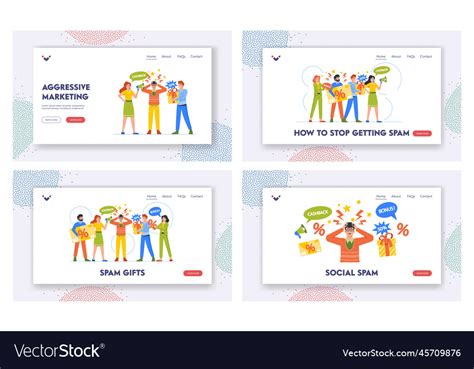 Stop Sending Spam Landing Page Template Set Vector Image