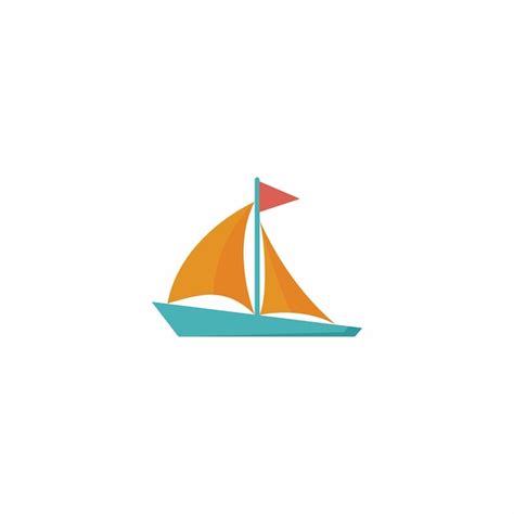Premium Vector Orange Sailboat With A Red Flag On The Top