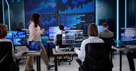 Data Center Administrator Monitors Server Control Stock Photo Image