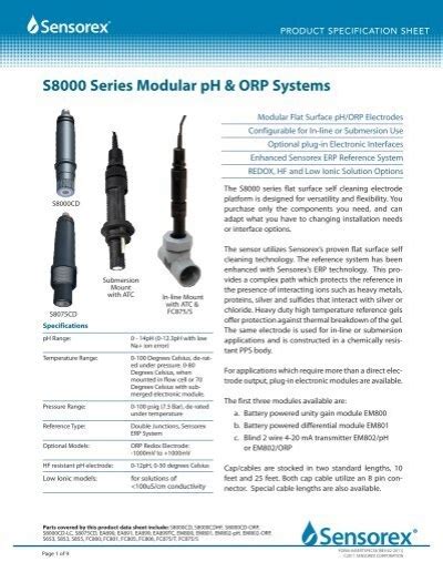 S8000 Series Modular PH ORP Systems Sensorex
