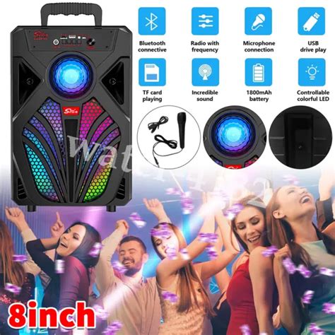 Portable Bluetooth Speaker Heavy Bass Party Stereo Subwoofer Mic Tws