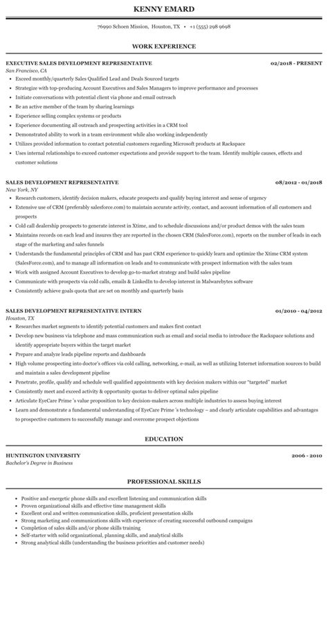Sdr Resume Template
