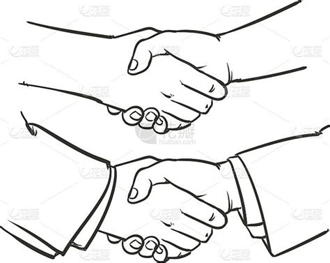 握手的轮廓。成功商界人士握手矢量图。素材 花瓣网